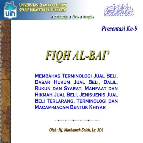 Presentasi Fiqh SiyasahMuamalah 9 | PPS