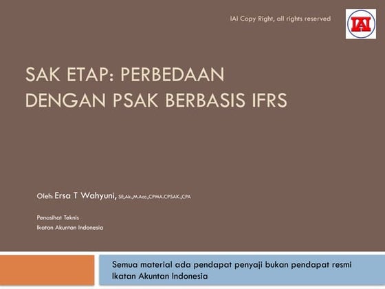 Perbedaan SAK ETAP dengan SAK EP yang mulai berlaku pada tahun 2025 | PPTX