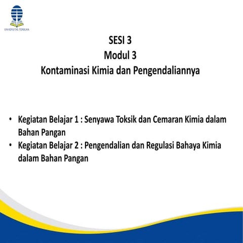 Presentasi Sesi 3. Modul 3 KB 1. Kontaminasi Cemaran Senyawa Kimia.pptx