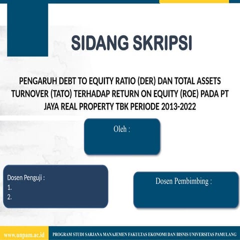 Presentasi Sidang Skripsi Variabel Debt to Equity Ratio (DER) DAN ...