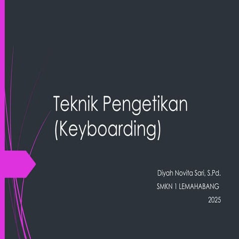 teknologi perkantoran, elemen teknik pengetikan atau keyboarding | PPTX