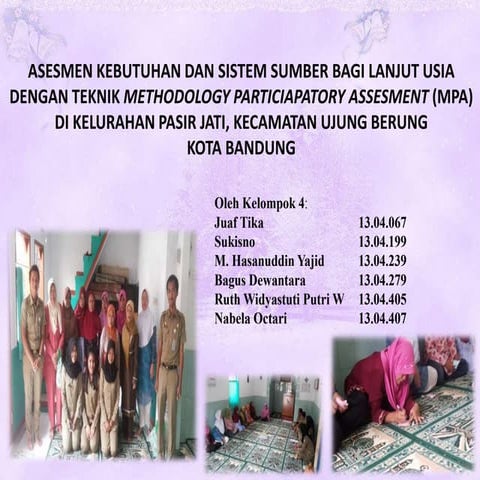 PENERAPAN METHODOLOGY PARTICIAPATORY ASSESMENT (MPA) | PPTX