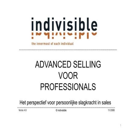 Presentation training Advanced Selling | PDF