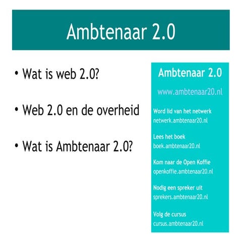 Presentatie Ambtenaar 2.0 | PPT