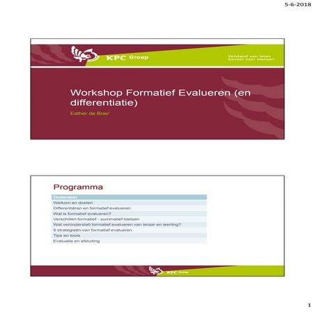 Workshop Formatief Evalueren (en Differentiatie) | PDF | Educational ...