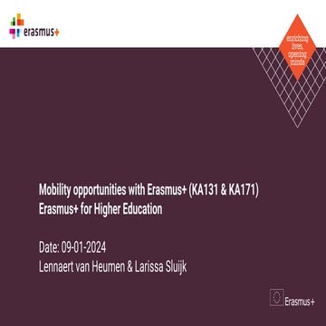 Mobility opportunities with Erasmus+ (action line KA171 & KA171 ...