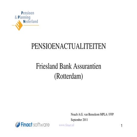 Presentatie Pensioen Actualiteiten | PDF