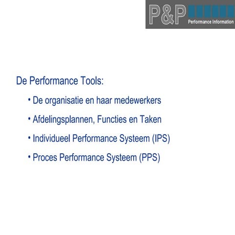 Presentatie performance tools | PPS
