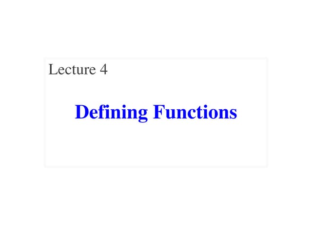 Python Course Lecture Defining Functions Ppt 9484