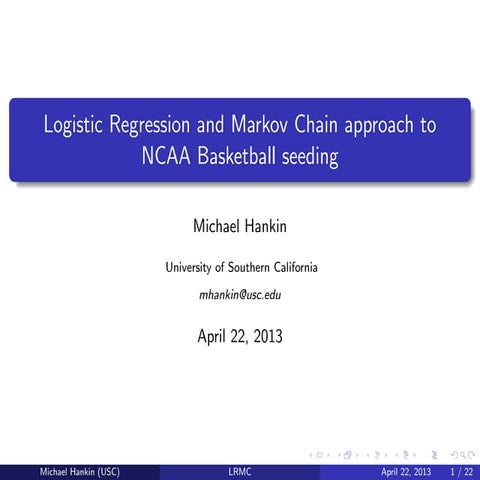 Logistic Regression/Markov Chain presentation | PDF | College ...