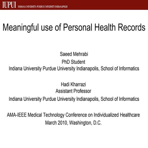 Meaningful Use of PHR | PPT | Healthcare Industry | Industries