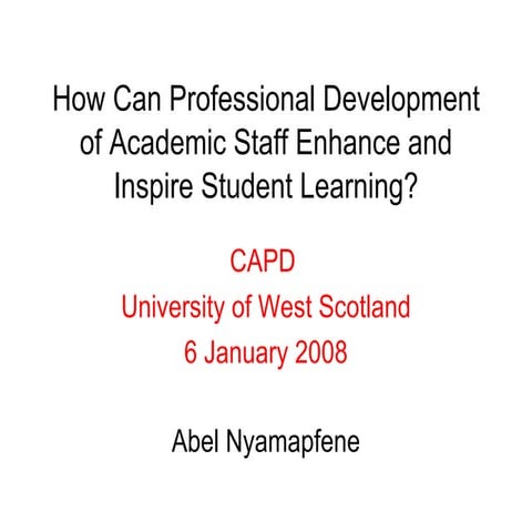 Importance of Academic Staff Developers to Student Achievement | PPT