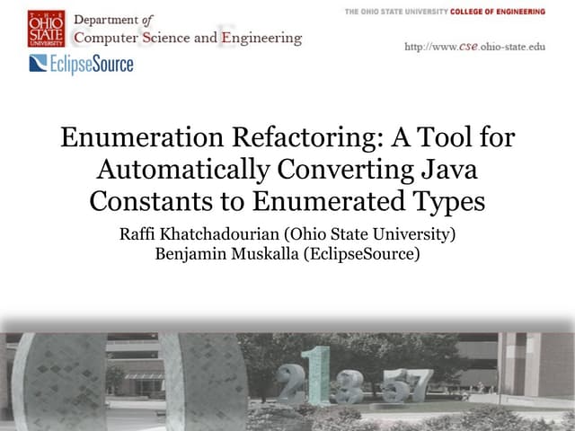 Enumeration Refactoring A Tool For Automatically Converting Java