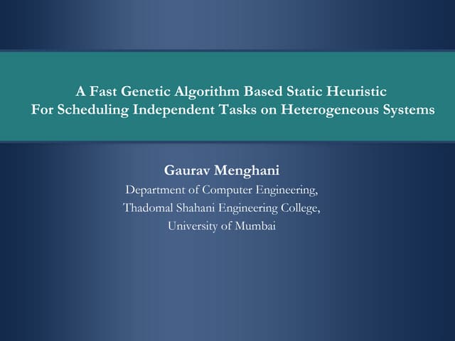 A Fast Genetic Algorithm Based Static Heuristic For Scheduling Independent Tasks On 5536