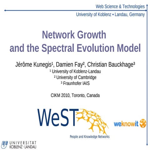 Network Growth and the Spectral Evolution Model | PDF