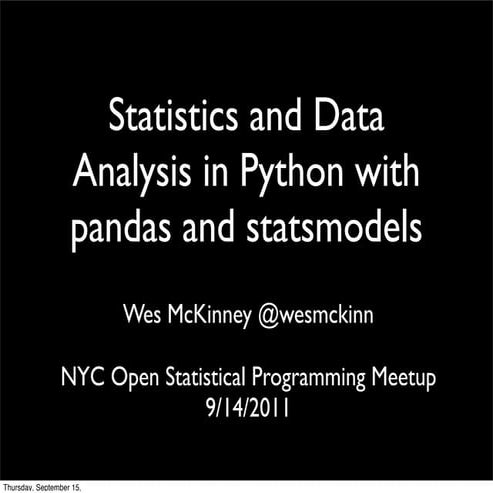 Data Analysis And Statistics In Python Using Pandas And Statsmodels Pdf Programming