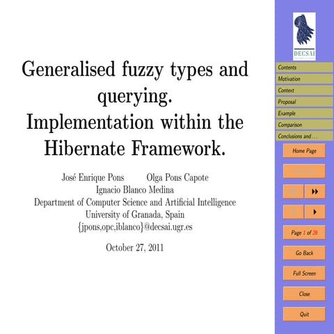 Generalised fuzzy types and querying.Implementation within the Hibernate Framework | PPT
