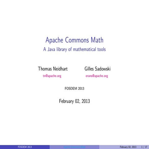 Apache Commons Math @ FOSDEM 2013 | PPT