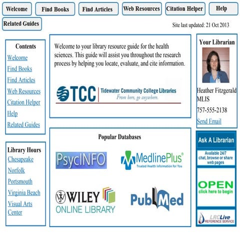 Sample LibGuide for Health Sciences | PPT