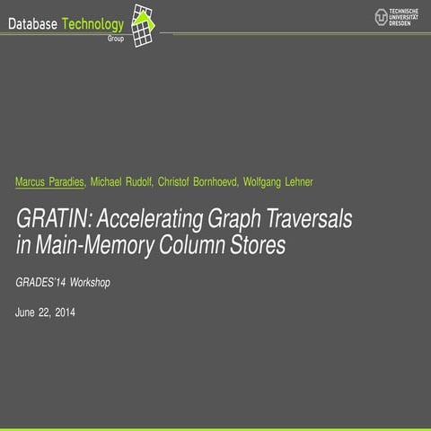 Gratin Accelerating Graph Traversals In Main Memory Column Stores Ppt 3954