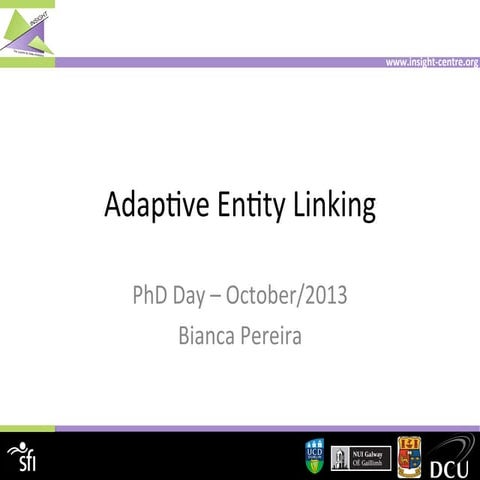 Phd Day Adaptive Entity Linking Ppt