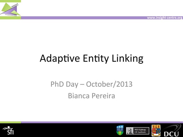 Phd Day Adaptive Entity Linking Ppt