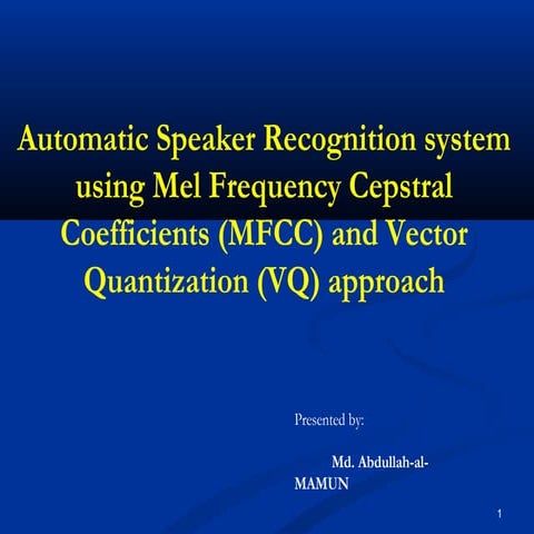 Automatic Speaker Recognition System Using Mfcc And Vq Approach Ppt Digital Audio Computer