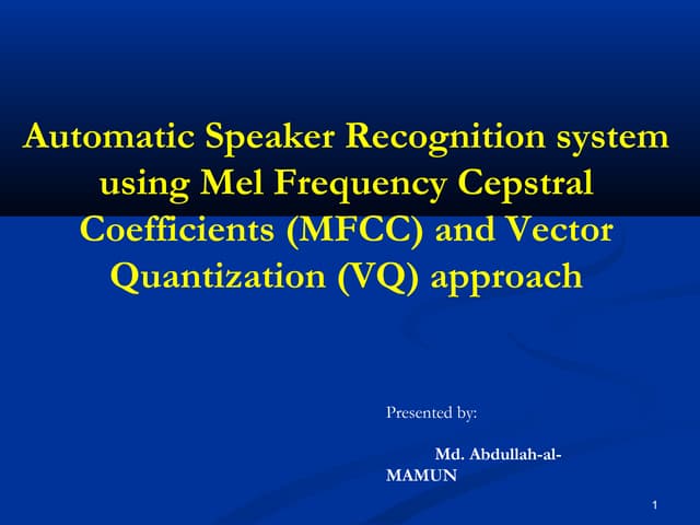 Automatic Speaker Recognition System Using Mfcc And Vq Approach Ppt Digital Audio Computer