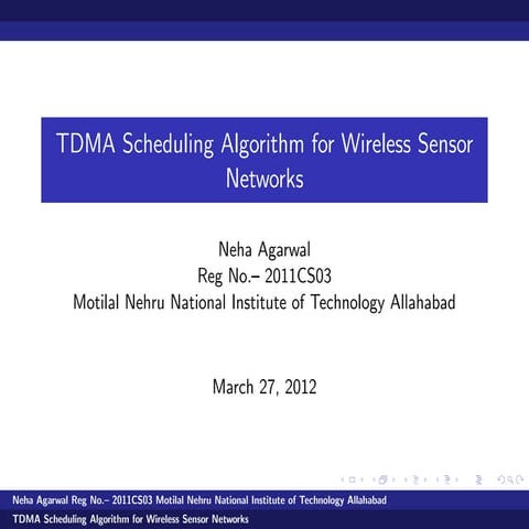Tdma Schleduling In Wireless Sensor Network Ppt 