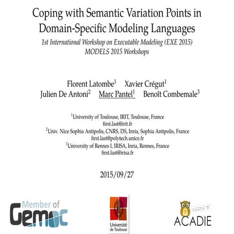 Coping With Semantic Variation Points In Domain Specific Modeling 5421