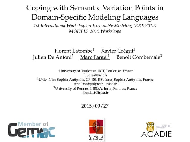 Coping With Semantic Variation Points In Domain Specific Modeling 5421