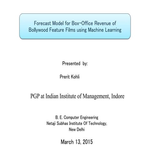 Predicting Box Office Revenues | PPT