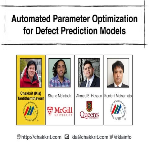 Automated Parameter Optimization Should Be Included In Future Defect 9624