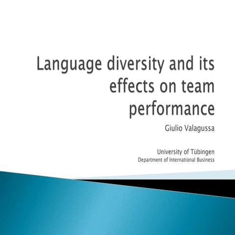 Language Diversity and its Impact on Team Performance | PPTX