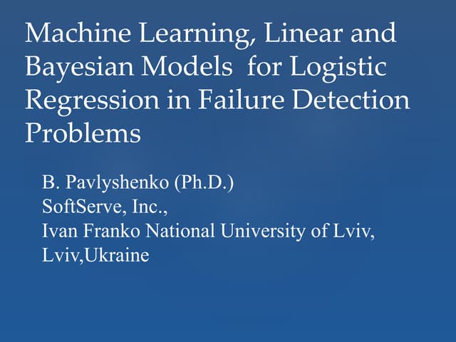 Presentationmachine Learning Linear And Bayesian Models For Logistic