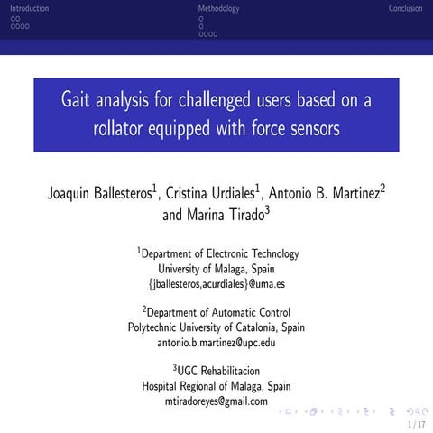 Gait analysis for challenged users based on a rollator equipped with force sensors | PDF