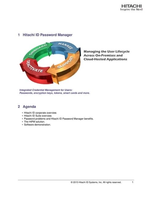 Hitachi ID Password Manager (formerly P-Synch): Lower cost, improve service and strengthen ...