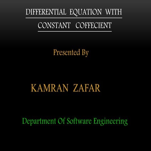 Differential Equation SlideShare by Kamran Zafar | PPTX