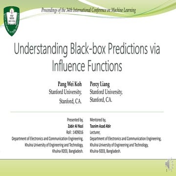 Understanding Black-box Predictions via Influence Functions | PPTX