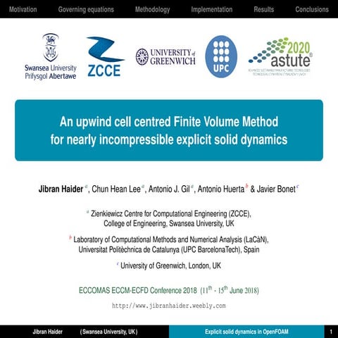 An Upwind Cell Centred Finite Volume Method For Nearly Incompressible