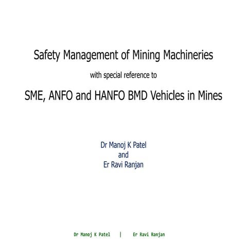Safety Management of Mining Machineries | PPTX