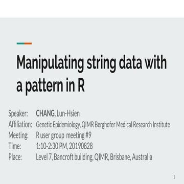 Manipulating String Data With A Pattern In R Ppt