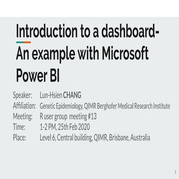 Introduction to a dashboard- An example with Microsoft Power BI | PPT