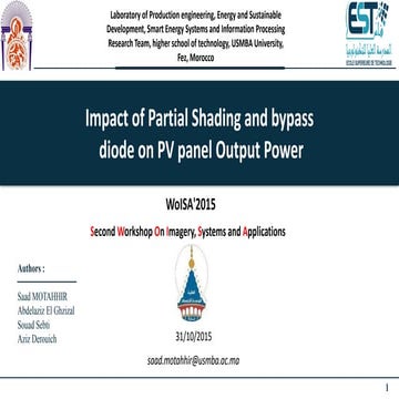 Impact Of Partial Shading And Bypass Diode On Pv Panel Output Power Ppt