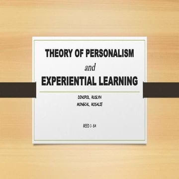THEORY OF PERSONALISM and EXPERIENTIAL LEARNING | PPTX