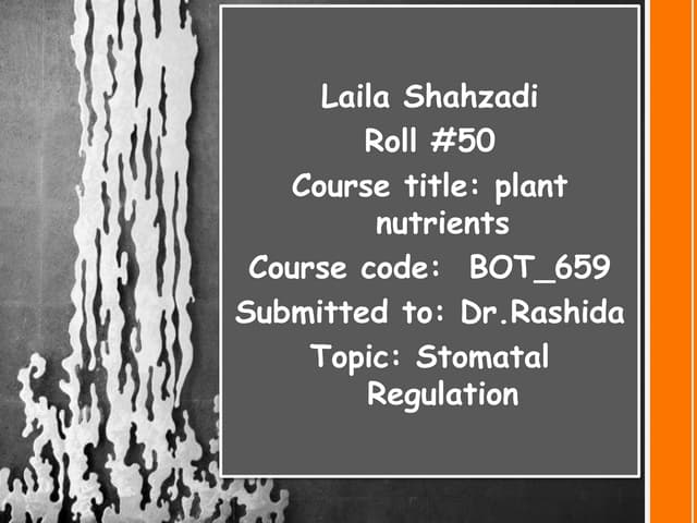 Theories of stomatal movement | PPTX