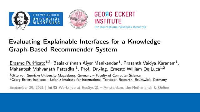 Evaluating Explainable Interfaces For A Knowledge Graph Based