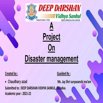 Disaster_Management_ project summer holidays | PPTX