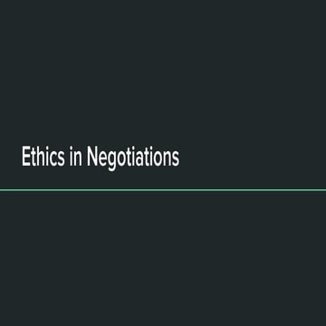 Ethics in negotiation | PPT