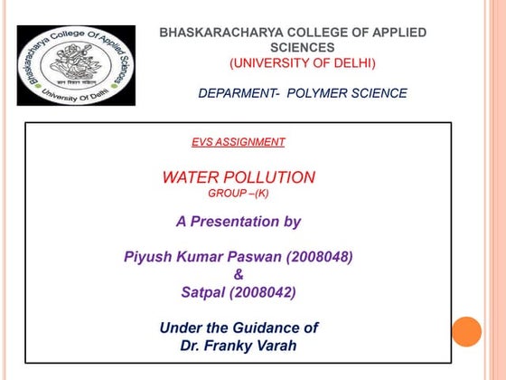 Water and its pollution awareness presentation | PPTX